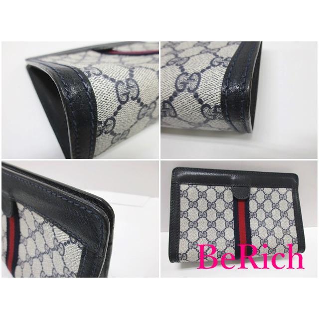 グッチ GUCCI セカンドバッグ クラッチバッグ GGスプリーム ウェビング シェリー ネイビー PVC レザー オールド【中古】 bk7930 : bk7930 : ビーリッチヤフー店 ...