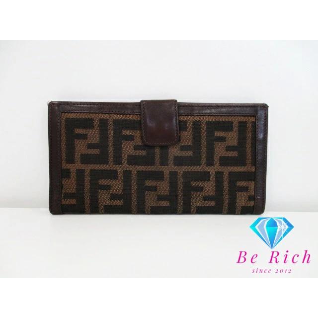 FENDI フェンディ Wホック 二つ折り 長財布 2804-30806 ズッカ ブラウン 茶 キャンバス レザー 財布 ロング ウォレット 【中古】bs3569 : ビーリッチヤフー店 ...