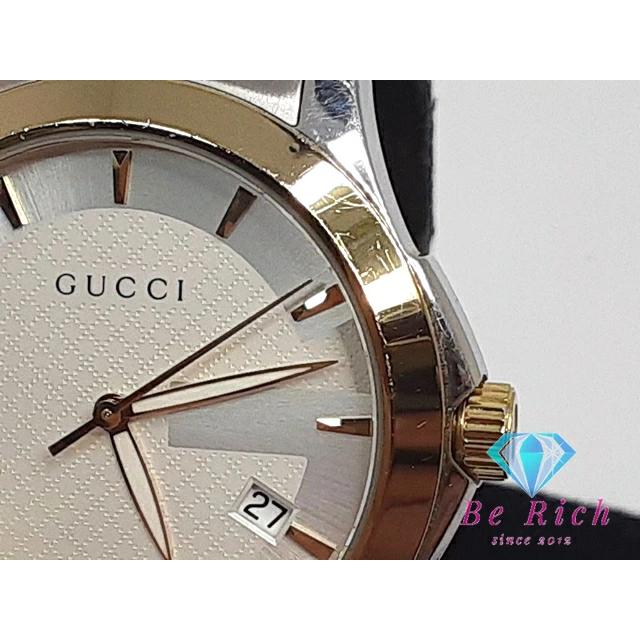 GUCCI（グッチ） GUCCI Gタイムレス メンズ 腕時計 デイト YA126409 126.4 ホワイト シルバー ゴールド クォーツ ...
