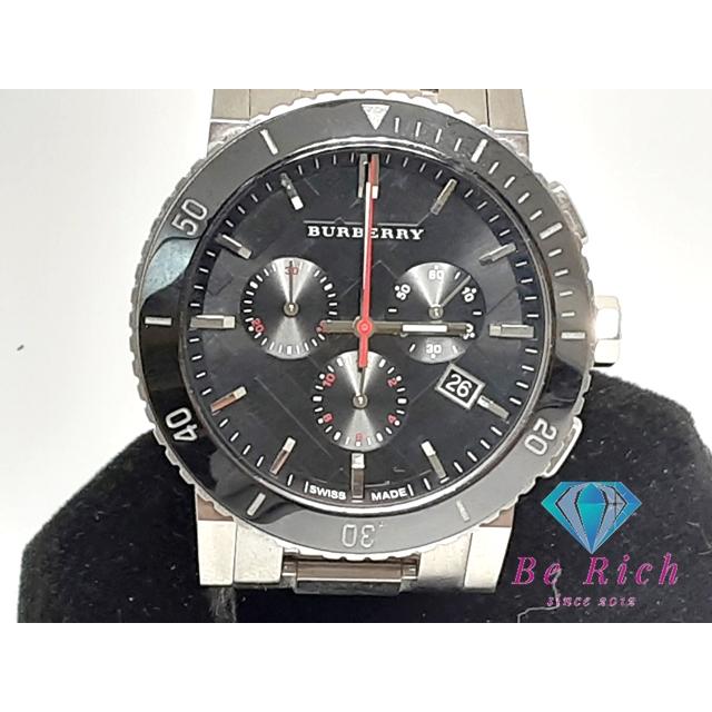 BURBERRY（バーバリー） シティ クロノグラフ メンズ 腕時計 デイト BU9380 黒 ブラック シルバー SS クォーツ 【中古 ...
