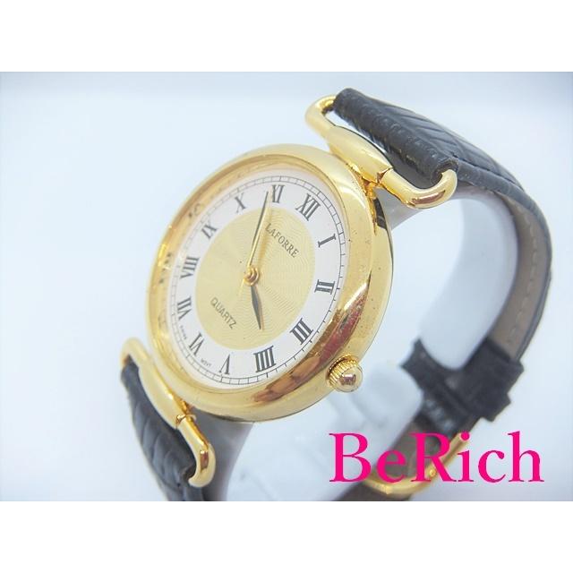 ラフォーレ LAFORRE メンズ 腕時計 白 ホワイト ゴールド 文字盤 SS レザー 黒 ブラック アナログ クォーツ QZ ウォッチ ...