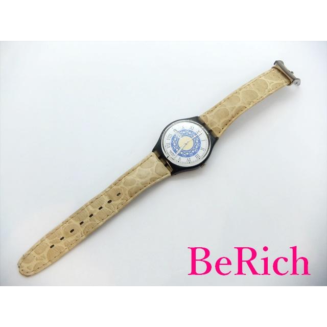 スウォッチ Swatch メンズ 腕時計 シルバー 文字盤 SS レザー 黒 ブラック デイト アナログ クォーツ ファッション ウォッチ ...