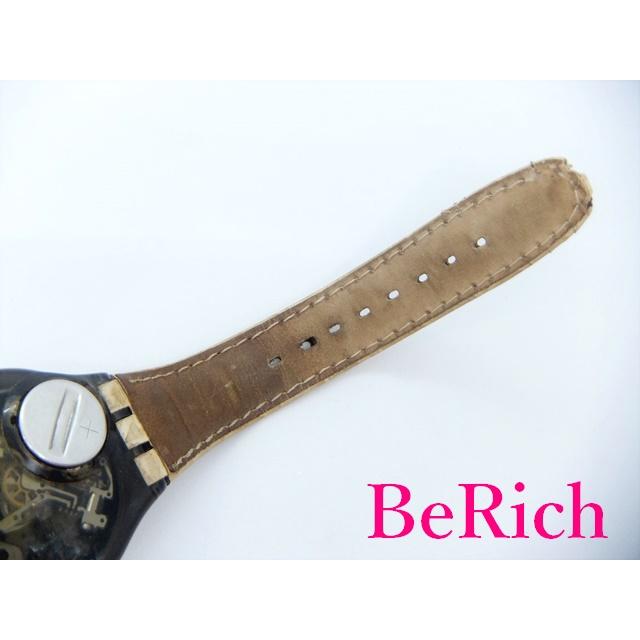 スウォッチ Swatch メンズ 腕時計 シルバー 文字盤 SS レザー 黒 ブラック デイト アナログ クォーツ ファッション ウォッチ ...