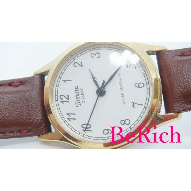 TOMORA レディース 腕時計 T0-010L 白 ホワイト 文字盤 SS レザー 茶 ブラウン アナログ クォーツ【中古】ht3750 ...