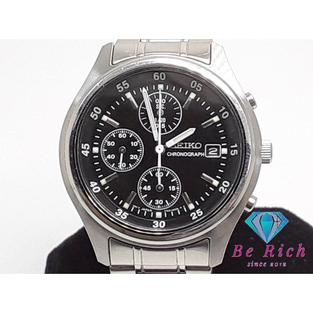 SEIKO セイコー クロノグラフ メンズ 腕時計 デイト 7T92-0CC0 黒 ブラック シルバー SS クォーツ ウォッチ 【中古 ...