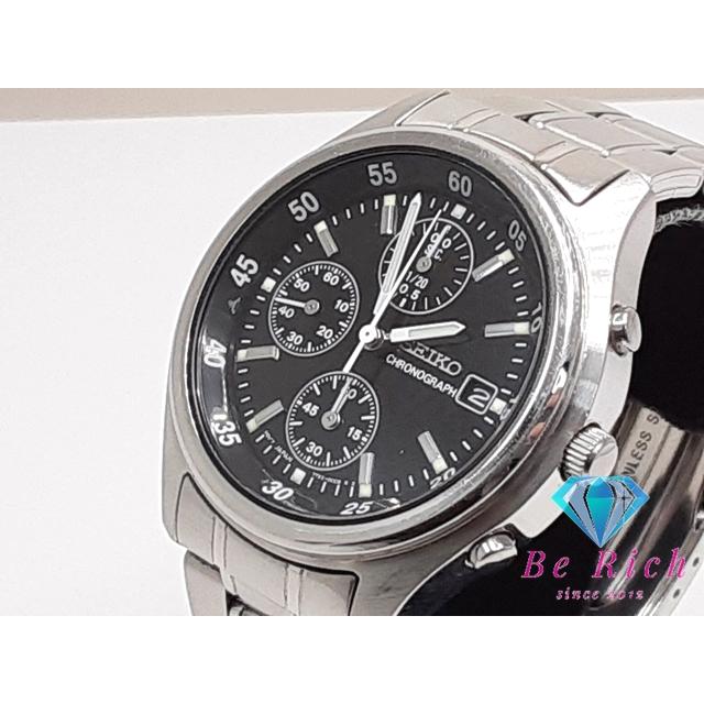 SEIKO セイコー クロノグラフ メンズ 腕時計 デイト 7T92-0CC0 黒 ブラック シルバー SS クォーツ ウォッチ 【中古 ...