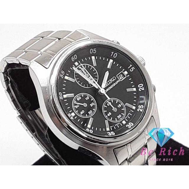 セイコー SEIKO クロノグラフ メンズ 腕時計 デイト 7T92-0CC0 黒 ブラック シルバー SS クォーツ ウォッチ 【中古 ...