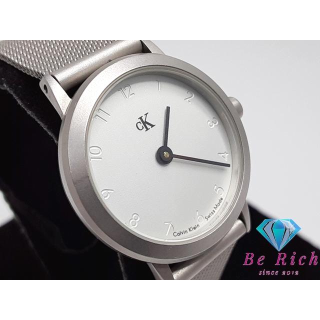 カルバンクライン Calvin Klein レディース腕時計 K3131 白 ホワイト シルバー SS メッシュ ブレス アナログ クォーツ ...