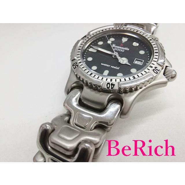 ROMANETTE ロマネッティ Romanette メンズ 腕時計 RE0004 黒 ブラック 文字盤 シルバー ブレス SS デイト ...