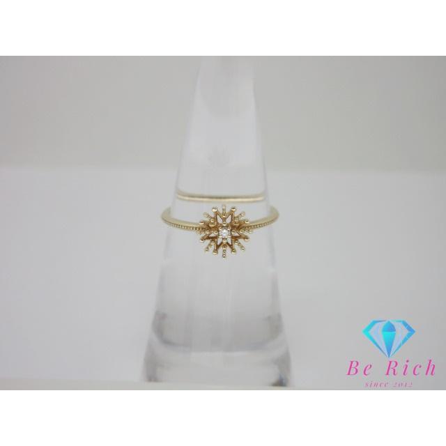 K10 YG ダイヤモンド 0.01ct 付 花 フラワー モチーフ デザイン リング 指輪 9号 10金 イエロー ゴールド 宝石 ジュエリー【中古】th11974 : th11974 ...