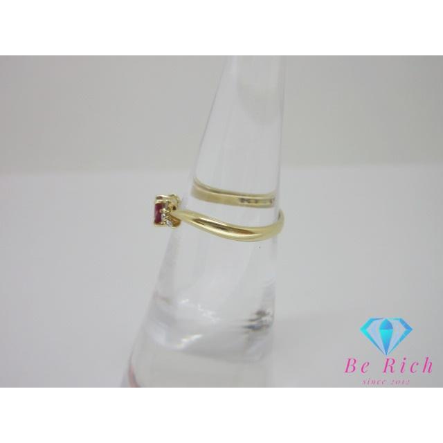 K18 YG ルビー ダイヤモンド 0.06ct 付 デザイン リング 指輪 8.5号 18金 750 メレ 宝石 ジュエリー アクセサリー 【中古】th12002 : th12002 ...