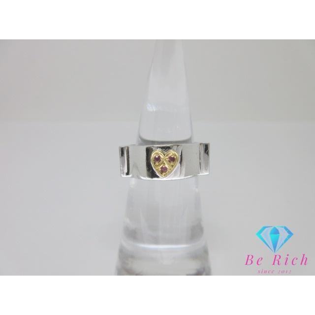 SILVER / K18 YG コンビ ルビー 付 ハート モチーフ デザイン リング 指輪 8号 SV シルバー 18金 750 宝石 アクセサリー 【中古】th12197 : ビーリッチ ...