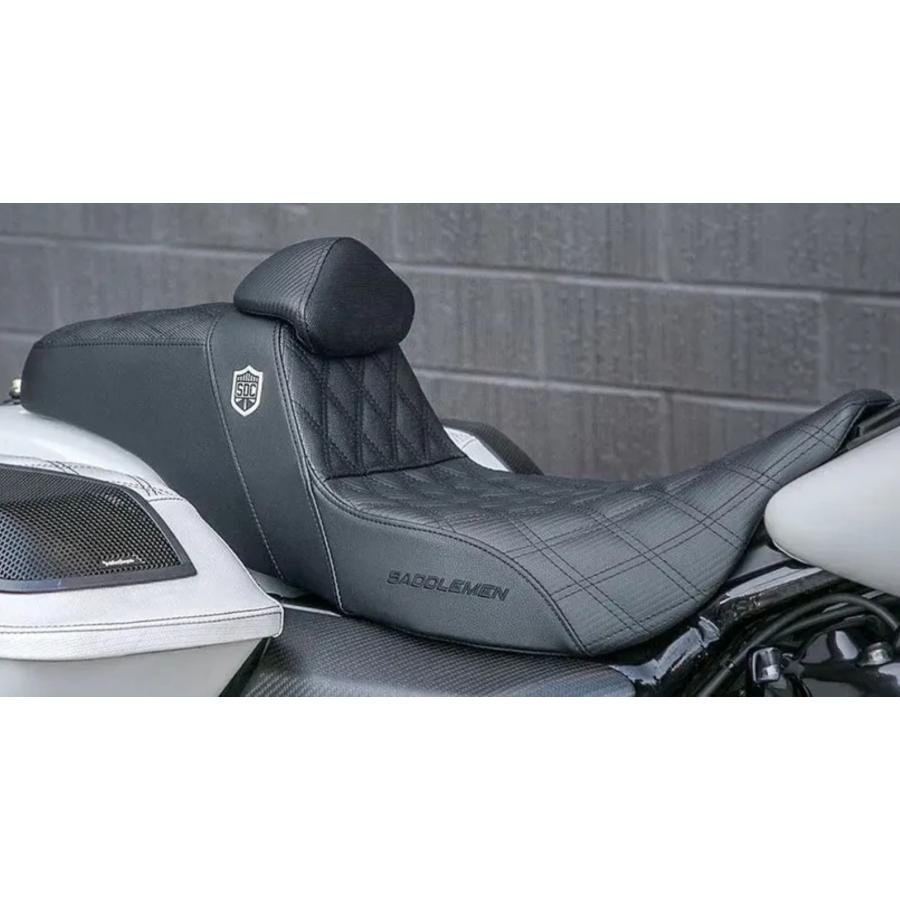Harley Davidson SADDLEMEN・2008up ツーリング・SDC PERFORMANCE GRIP 2up バックレスト付きシート 0801-1256 ...