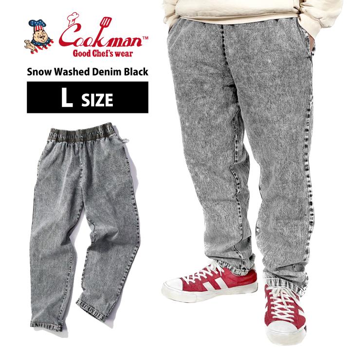 COOKMAN（クックマン） シェフパンツ Chef Pants Snow Washed Denim Black Lサイズ 231-31814 ...