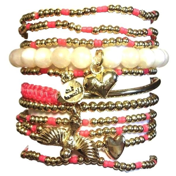 CAT HAMMILL キャットハミル ブレスレット セット レディース かわいい ハート 鳥 ゴールドメッキ ペア カップル 連 : レト ...