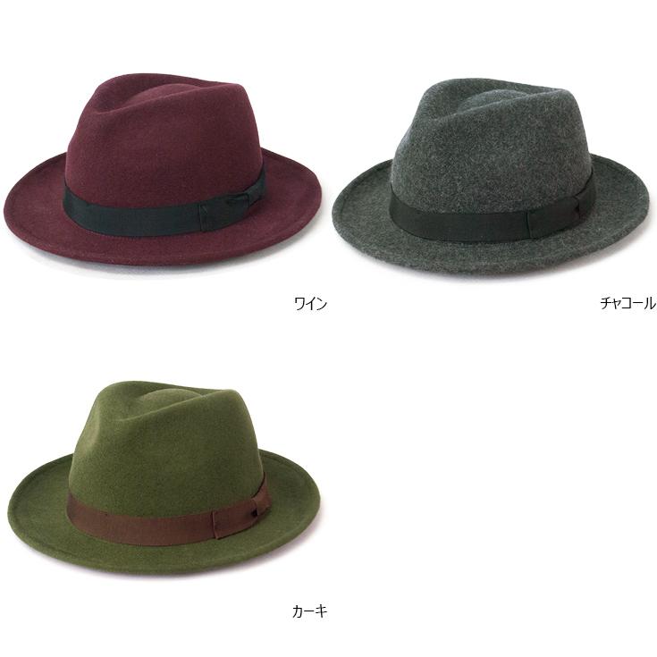 EK527 フェルトハット ミドル ブリム ウール 中折れハット 高級 帽子 M L LL サイズ調節 無料ラッピング プレゼント Bebro ...