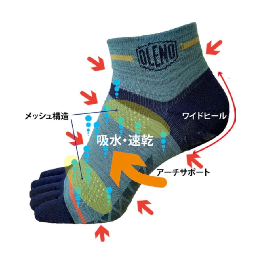 New OLENO オレノ ソックス 02-035 5本指タイプ アルティメットSHR カーキMix カエデ ブルーMix スポーツソックス 靴下 : BEE SPORTS Yahoo!店 ...