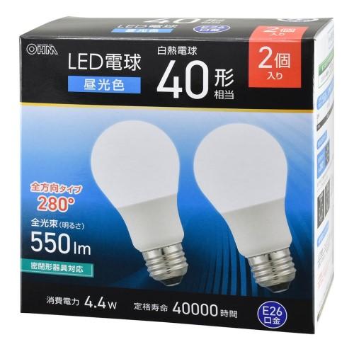 OHM LED電球 E26 40形相当 昼光色 2個入 オーム電機 LDA4D-G AG59 2P : Bサプライズ - 通販 - Yahoo!ショッピング