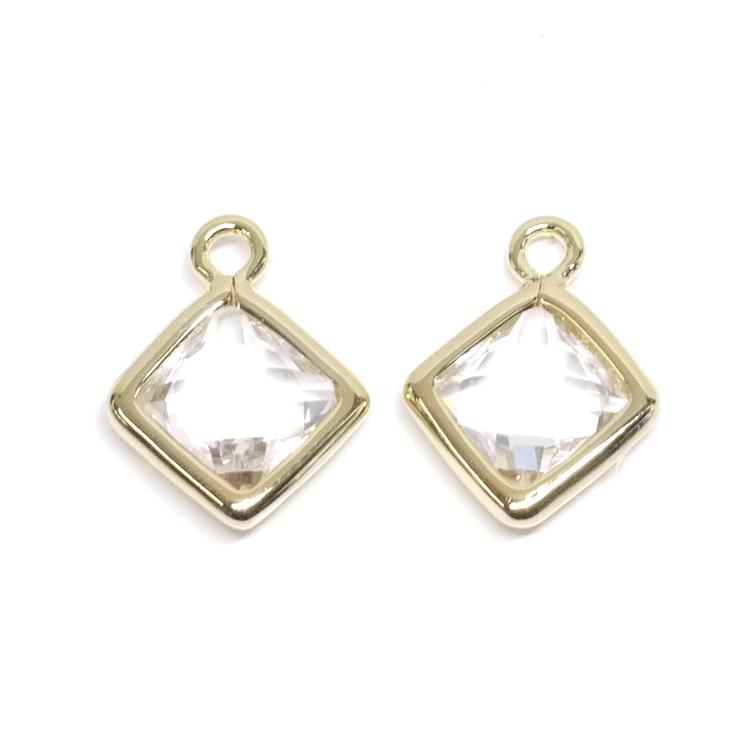 【1個】クリスタルCrystalガラス約8mm正方形ゴールドチャーム NF : DIY-BEJEWEL - 通販 - Yahoo!ショッピング