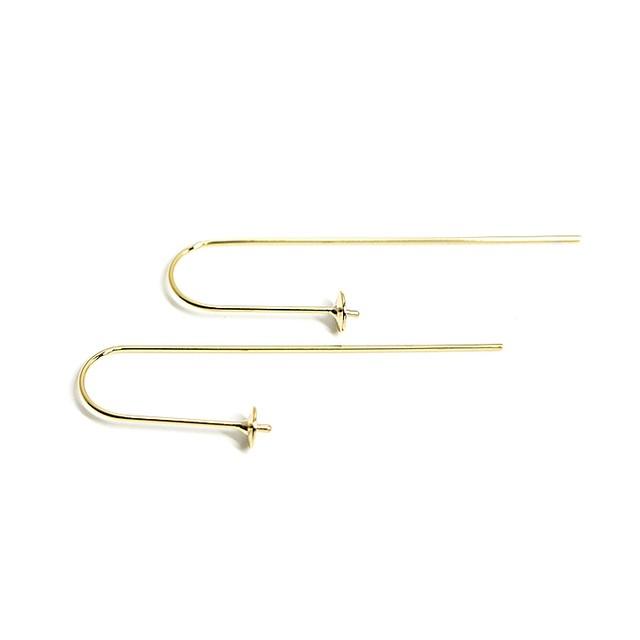 【1ペア】ピートン付き 約50mm光沢ゴールドフックピアス、パーツ NF :ke141-50mm-piton-hook-post-GD:DIY ...