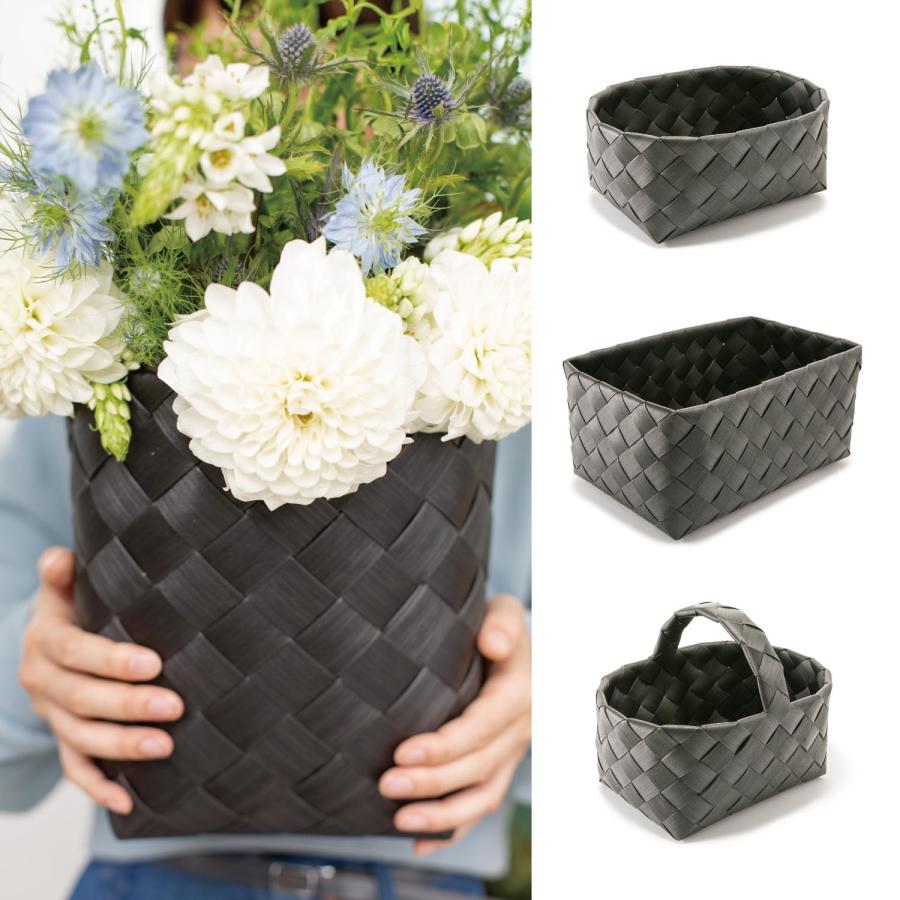 stacksto. 水洗いできる天然素材風バスケット「Timb．」 ブラックカラー レクタングルML ラウンドT : ベルメゾン Yahoo!ショッピング店 - 通販 - Yahoo!ショッピング