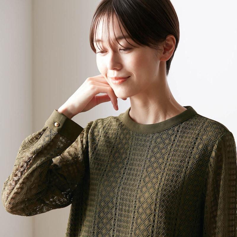 スタイルノート 透け感のあるレースブラウス S M L LL :1216489-001:ベルメゾン Yahoo!ショッピング店 - 通販 ...