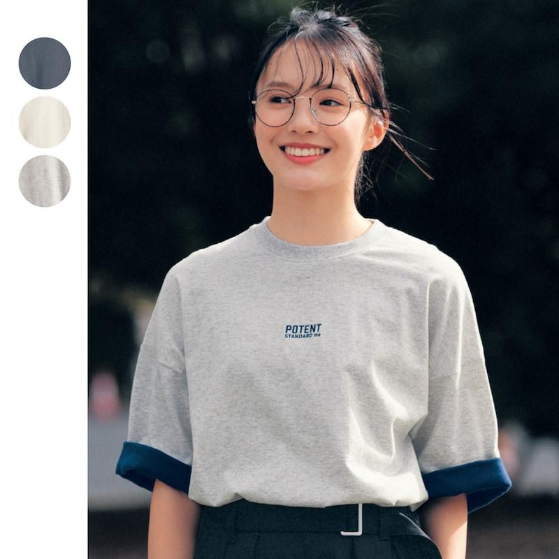 袖裏配色2WAY綿素材ハーフスリーブTシャツ J-XXS（135〜145） J-XS（145〜155） J-S（150〜160） J-M（155〜165） : 1244966-001 ...