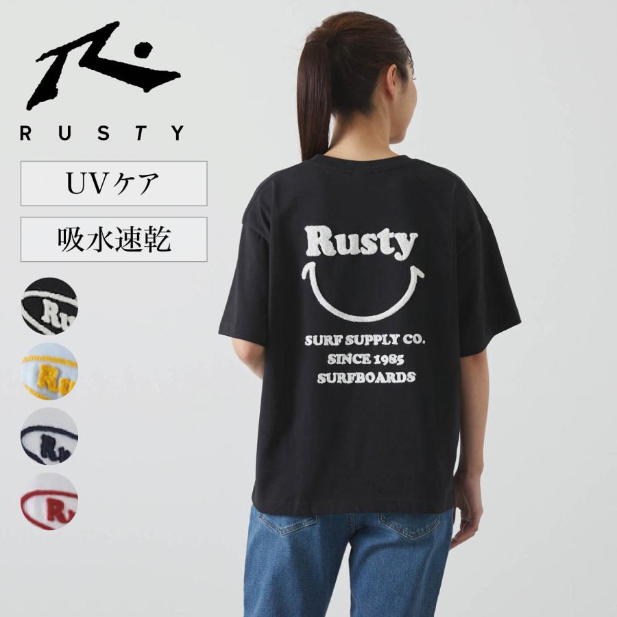 RUSTY バックスマイル刺しゅう半袖Tシャツ M L :1252904-001:ベルメゾン Yahoo!ショッピング店 - 通販 - Yahoo!ショッピング
