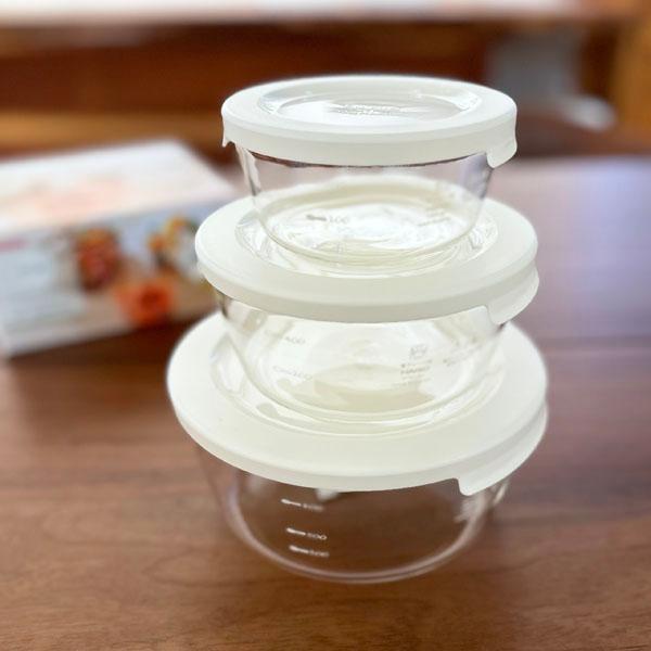 HARIO ハリオ 耐熱ガラス製保存容器 丸 3個セット オフホワイト MST-3018-OW / 耐熱ガラス 熱湯 電子レンジ用 食器器 冷蔵庫保存 : ベルセーブ - 通販 - Yahoo ...