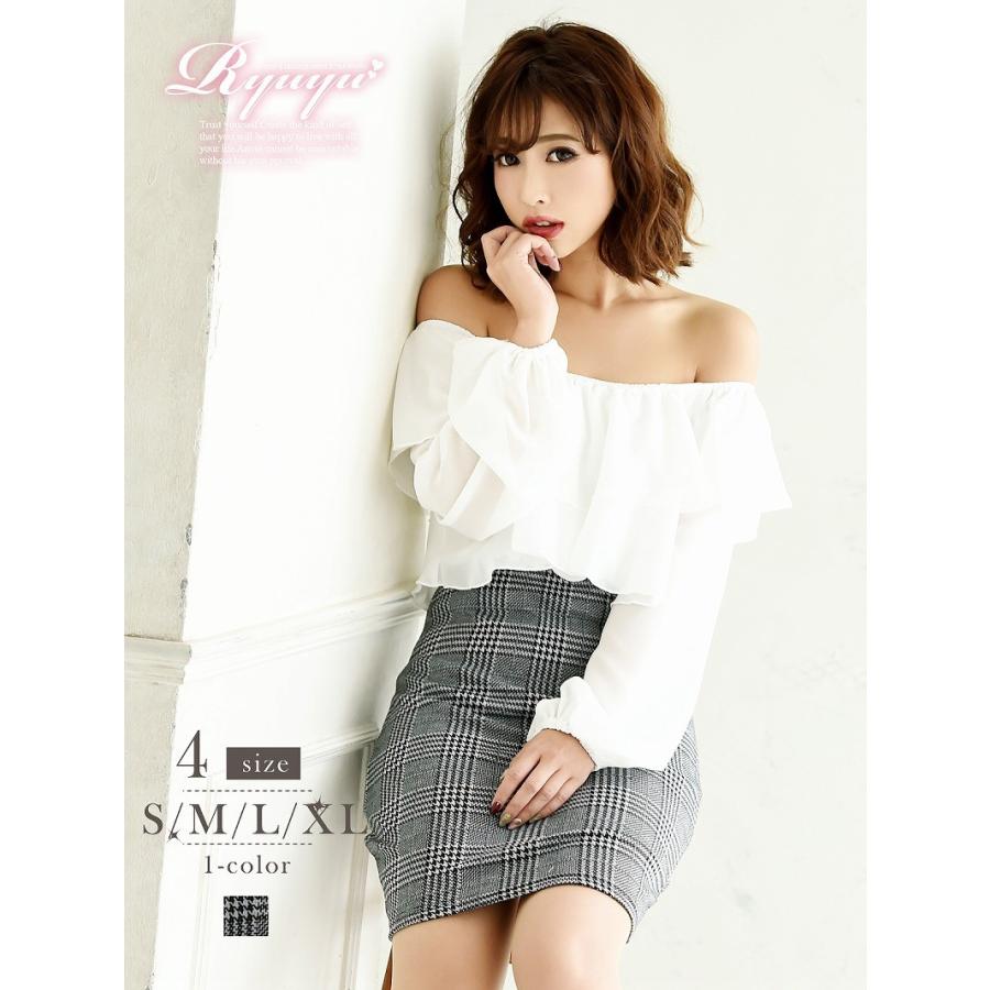 Ryuyu キャバドレス キャバ ドレス キャバクラ キャバワンピース パーティードレス 千鳥 チェック シフォン バルーンスリーブ : Rew-You ヤフー店 - 通販 - Yahoo ...