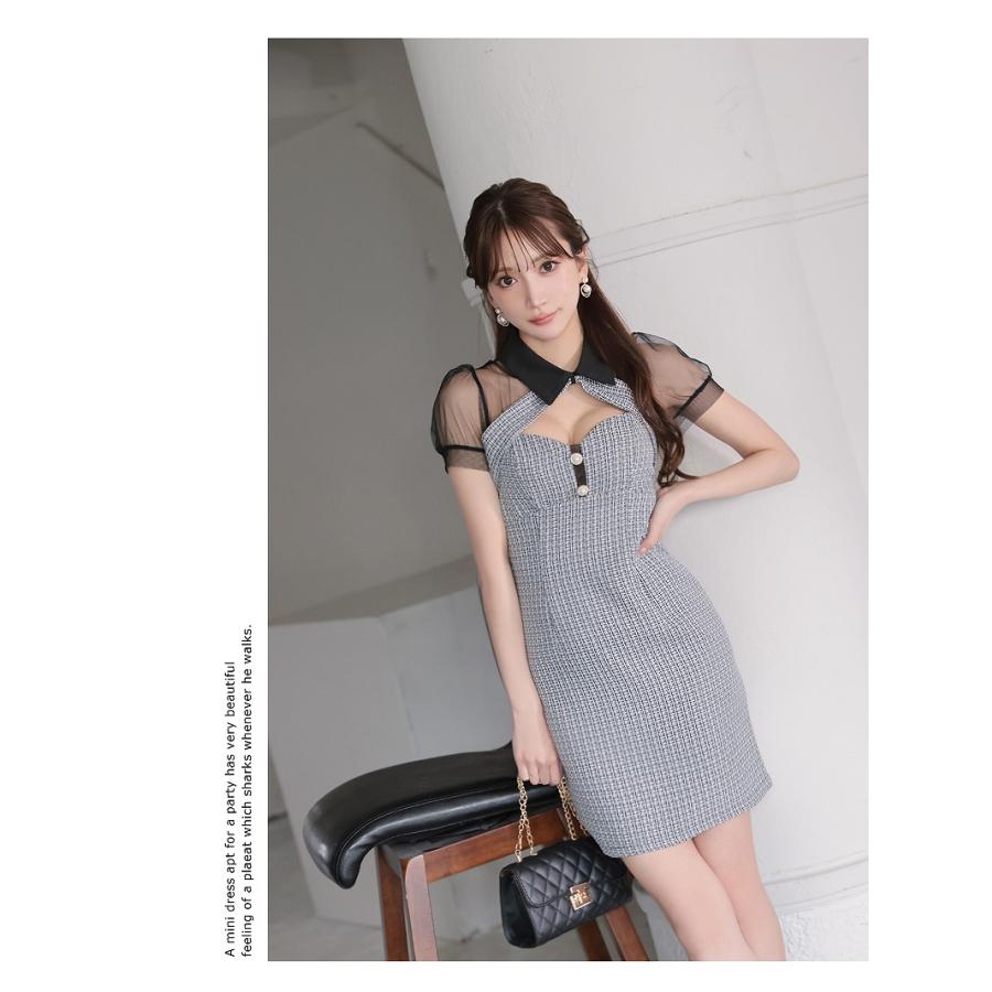 Ryuyu キャバ ドレス キャバドレス ミニドレス ミニ キャバクラドレス セクシー 韓国ドレス 襟付き ツイード 袖付き メッシュ : Rew-You ヤフー店 - 通販 - Yahoo ...