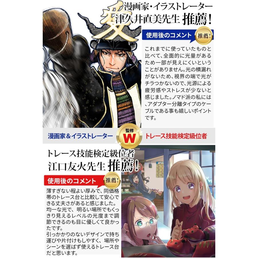 手芸時間 トレース台 A3 2024年新型 実用的な付属品5点付き 高輝度 光漏れなし 目盛り付き ドットなし 角丸 無段階調光 軽量 ...