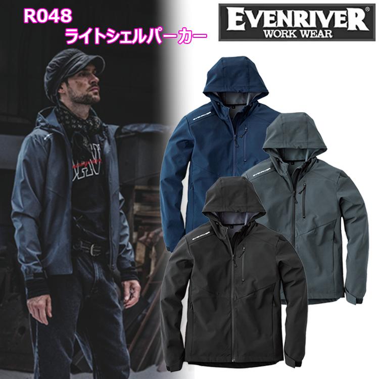 【4L-5L】EVENRIVER イーブンリバー R048 ライトシェルパーカー 4L-5L ワークウェア 見えない魂の糸 バックプリント付き ポリエステル ポリウレタン 作業服 : 弁慶 ...