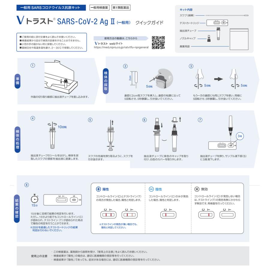 NIPRO 【第1類医薬品】ニプロ Vトラスト SARS-CoV-2 Ag2 (一般用) 1回用×5個セット / COVID-19 コロナウイルス 抗原検査キット : くすりの勉強堂 - 通販 ...