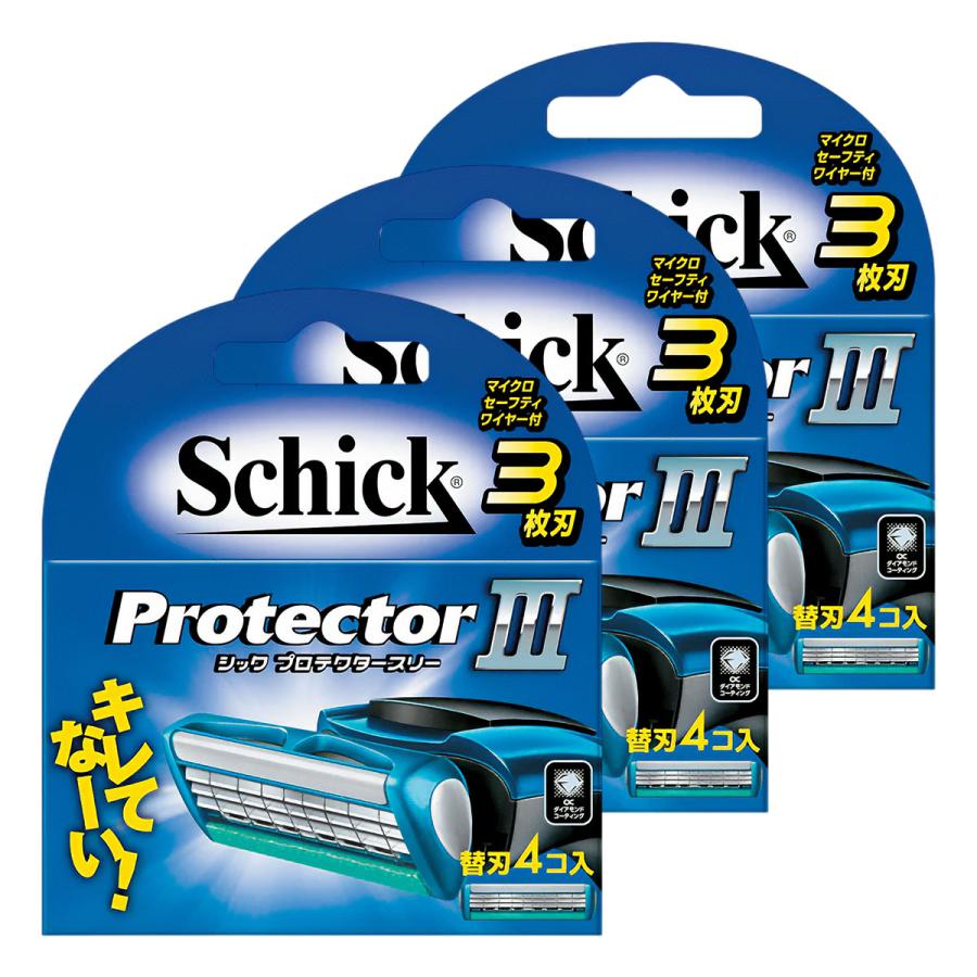 schick シック プロテクタースリー 替刃 4コ入×3個セット メール便送料無料 : くすりの勉強堂 - 通販 - Yahoo!ショッピング