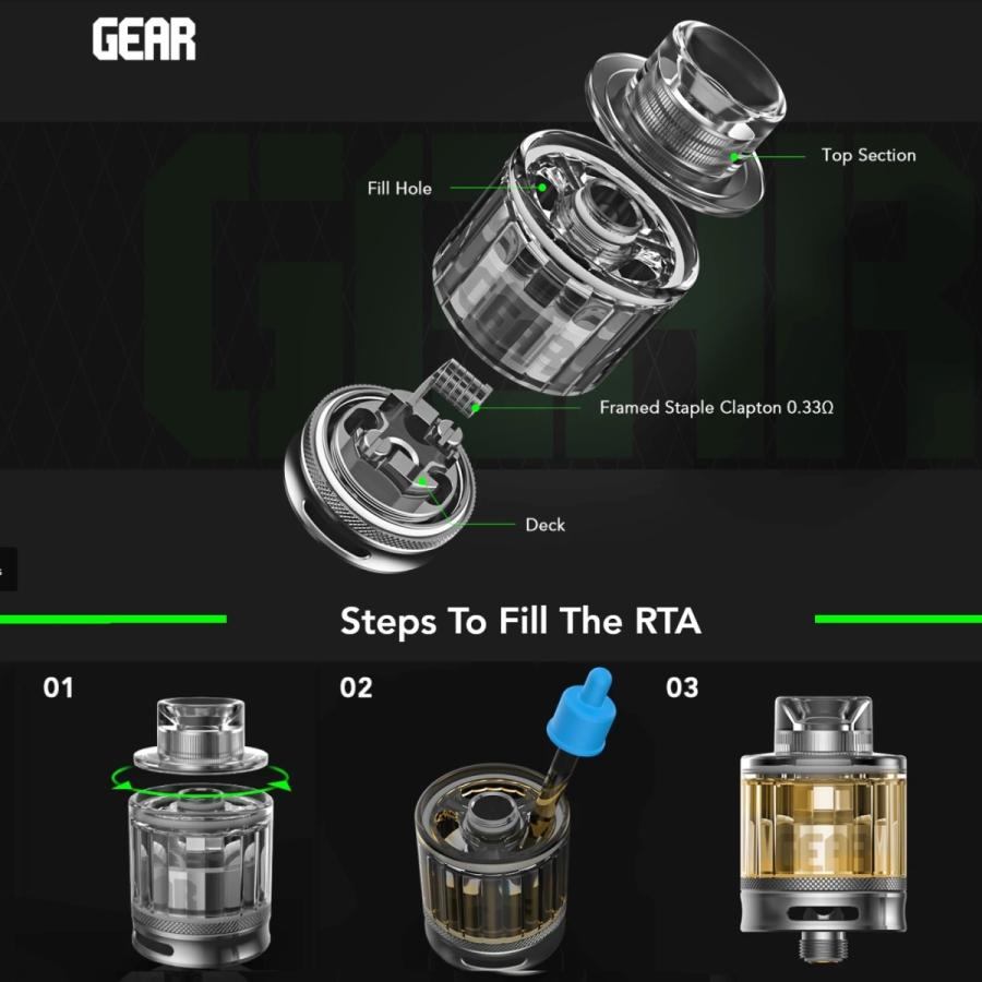 Wotofo Gear V2 RTA VAPE 電子タバコ : a1070 : べぷ助 Yahoo!店 - 通販 - Yahoo!ショッピング