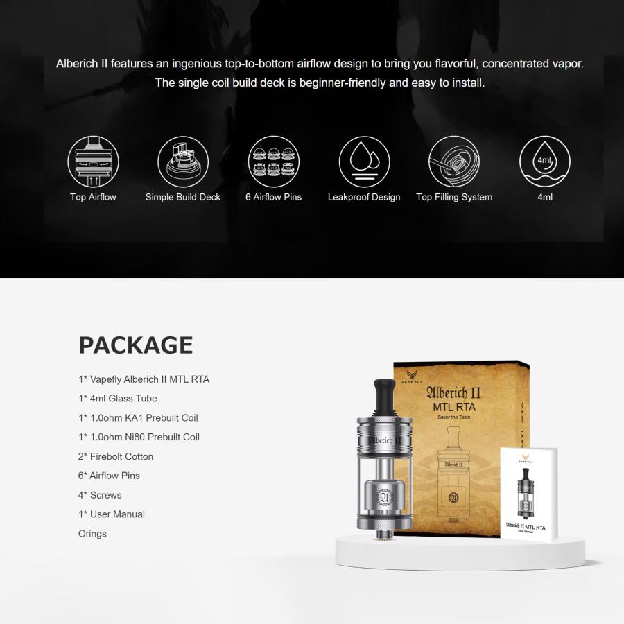 Vapefly Alberich II MTL RTA VAPE 電子タバコ : べぷ助 Yahoo!店 - 通販 - Yahoo!ショッピング