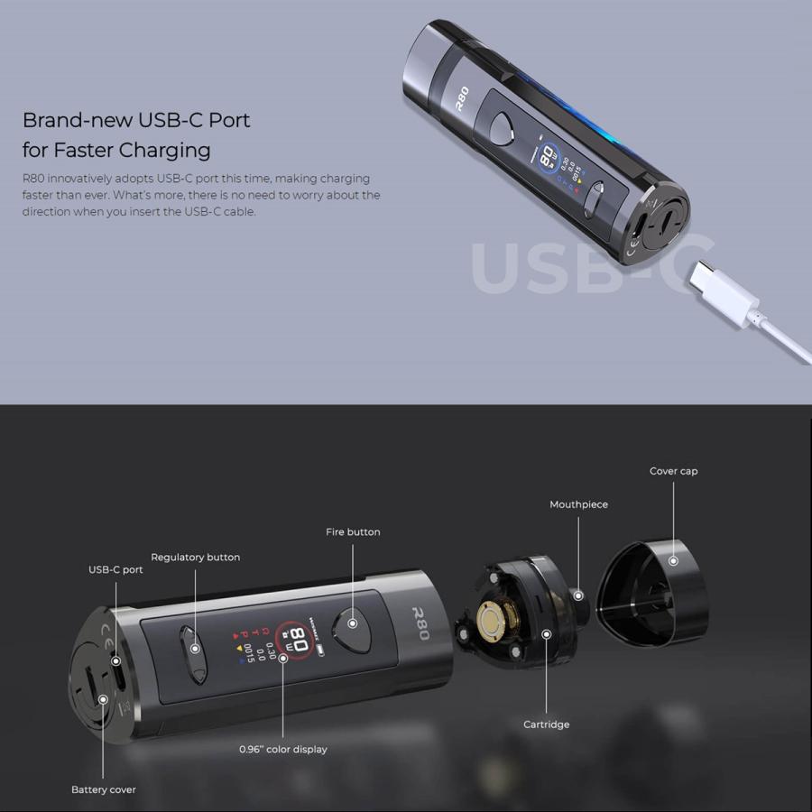 Wismec R80 Pod Mod（510アダプター付） VAPE 電子タバコ : べぷ助 Yahoo!店 - 通販 - Yahoo!ショッピング