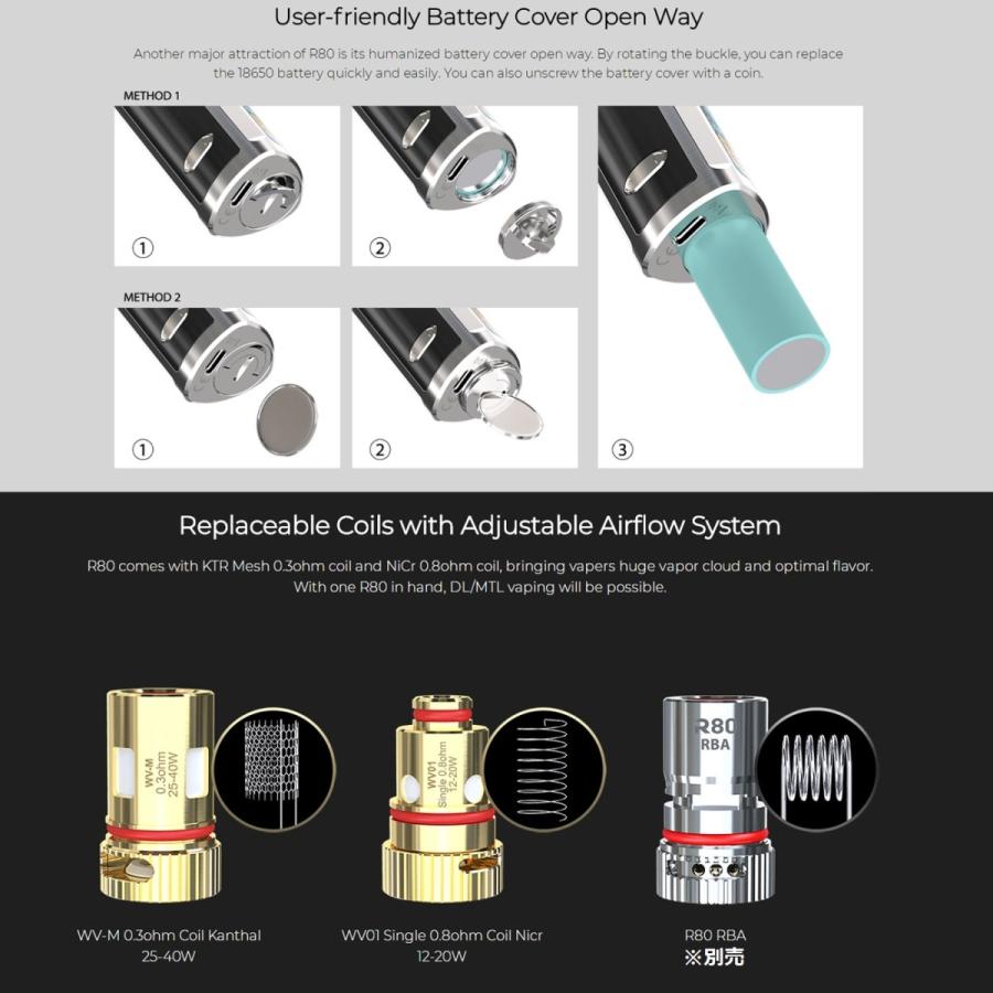 Wismec R80 Pod Mod（510アダプター付） VAPE 電子タバコ : べぷ助 Yahoo!店 - 通販 - Yahoo!ショッピング