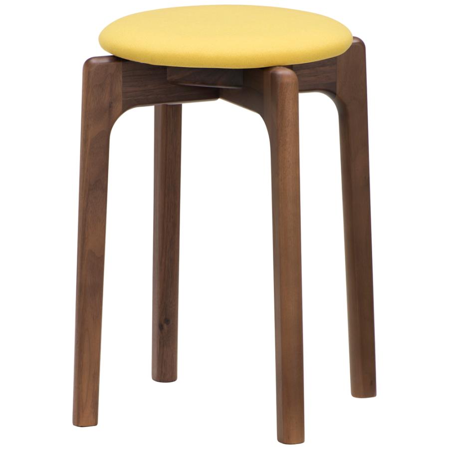 マルニ60 マルニロクマル ウォルナットフレーム スタッキングスツール スツール 椅子 布地 M-01 ウールフラノ イエロー 木製 丸椅子 おしゃれ かわいい : 2407-05-4377 ...