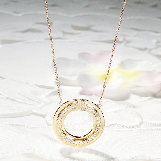 Pt950 K18 YG PG 0.2ct サークル ダイヤモンド ネックレス 送料無料 ジュエリー アクセサリー 18金 18k プラチナ ペンダント T ギフト プレゼント BRP ...