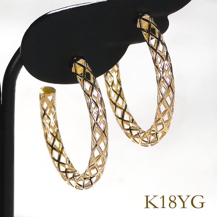 Pt900 K18YG 地金 透かし フープ ピアス 送料無料 PT プラチナ K18 18金 ゴールド イエローゴールド 地金のみ 透かし模様 フープピアス 上品 人気 BRP-0159 ...