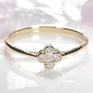 K18 YG PG WG ゴールド ダイヤモンド ダイヤ 指輪 リング 花 フラワー ミル打ち ミルグレイン 0.1ct 18k 18金 フェミニン BRR-0115 : jewelry ...