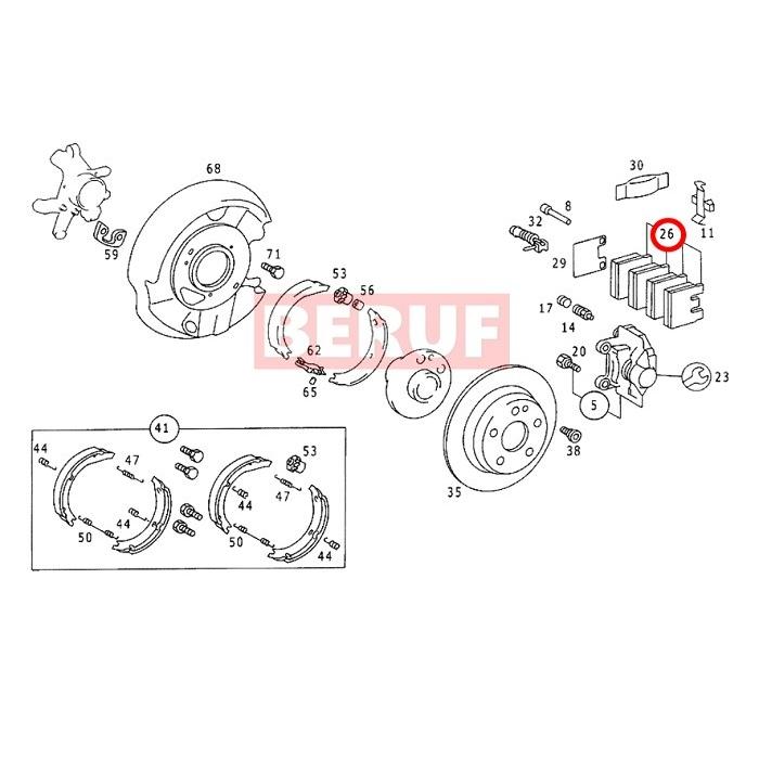 メルセデスベンツ リア ブレーキパッド 左右セット HELLA PAGID製 Eクラス W124 220E 230E 260E 280E 300E 300TD E220 E280 E300-4 ...