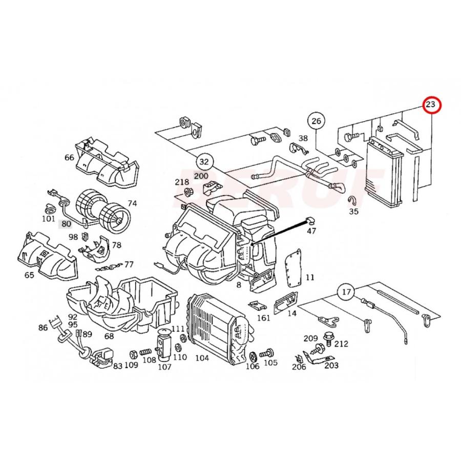 【BERUF】 ベンツ ヒーターコア / Eクラス W124 220E 230E 260E 280E 300E 320E 400E 500E E220 E280 E300 E320 E400 ...