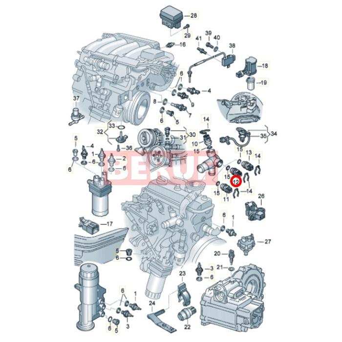 アウディ 水温センサー HELLA製 A4 S4 RS4 8EALT 8EAMBF 8EASNF 8EAUKF 8EBDV 8EBFB 8EBGBF 8EBNSF 8EBWEF 8HBDV ...