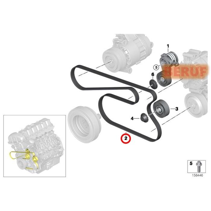 BMW ファンベルト 6PK1990 6シリーズ E63 E64 630i N51 N52 N53 11287628650 : ベルーフ ...