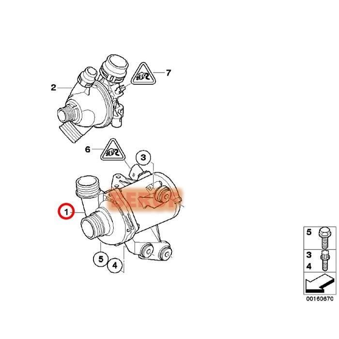 BMW 電動ウォーターポンプ PIERBURG製 純正OEM 3シリーズ E90 E91 E92 E93 316i 318i 320i N43 ...