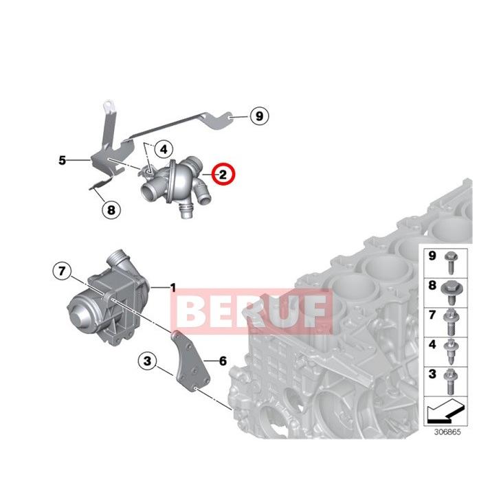 BMW サーモスタット BEHR製 103度開弁 7シリーズ F01 F02 740Li 740LiX ハイブリッド7 ハイブリッド7L ...
