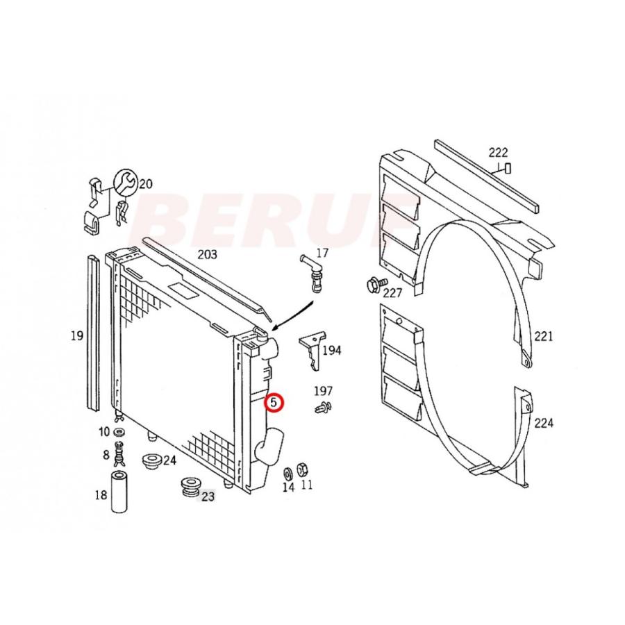 【BERUF】 ベンツ ラジエーター BEHR HELLA製 / Eクラス W124 400E 500E E400 E420 E500 M119 V8 1245001402 純正OEM : ベ ...